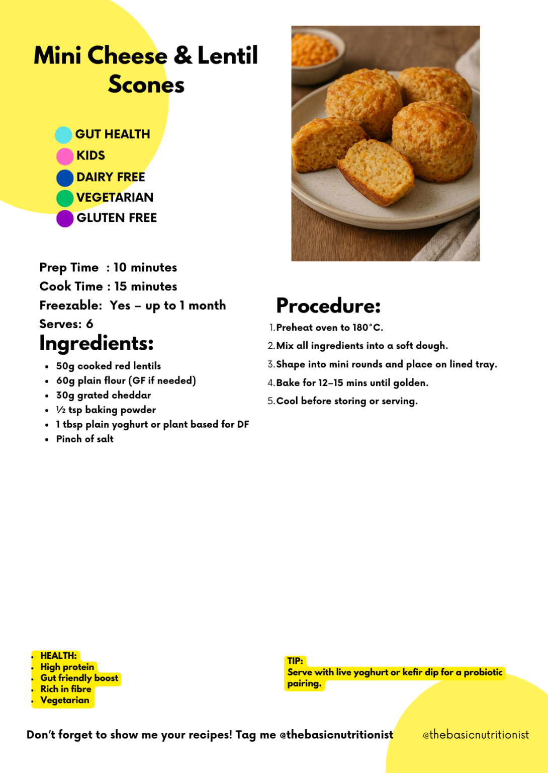 Mini Cheese & Lentil Scones – The Basic Nutritionist